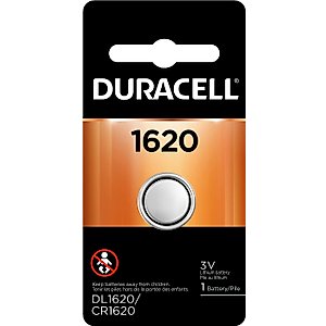 Duracell DL1620 (CR1620) Lithium Coin Cell&comma Carded(Counts 6)