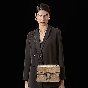 Crossbody Bags For Women Snake Print Clutch Purses Cross Body Evening Handbag Chain Strap Shoulder Satchel