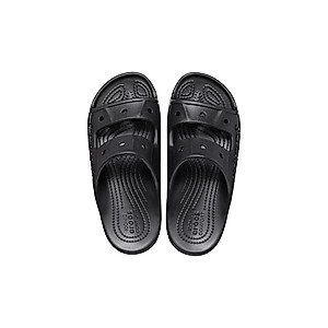 Crocs Unisex Men's and Women's Baya Two-Strap Slide Sandals, Black, Numeric_12 US