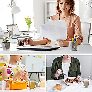 Wwyybfk Double Wall Glass Coffee Mugs,12oz Insulated Glass Espresso Mugs Cups with Handle Lid (Set of 2) for Cappuccino, Latte, Tea (340ml)