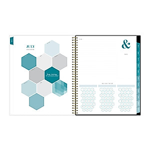 2023-2024 Blue Sky™ Inkwell Press Windblown CYO Horizontal Flex Weekly/Monthly Academic Planning Calendar, 8-1/2" x 11", Charcoal, July 2023 to June 2024, 142397