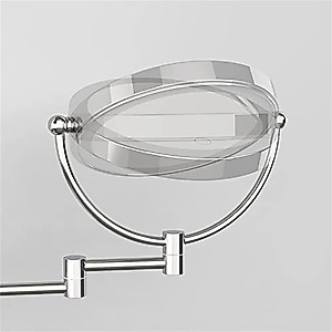 YSOLDA 8 Inch Dual Sided Wall Mounted Lighted Makeup Vanity Mirror with LED, 1X/10X Magnifying and 360° Swivel Extendable Cosmetic Mirror, Wall Mirror for Bathroom Shaving,Nickel,Hard Wired