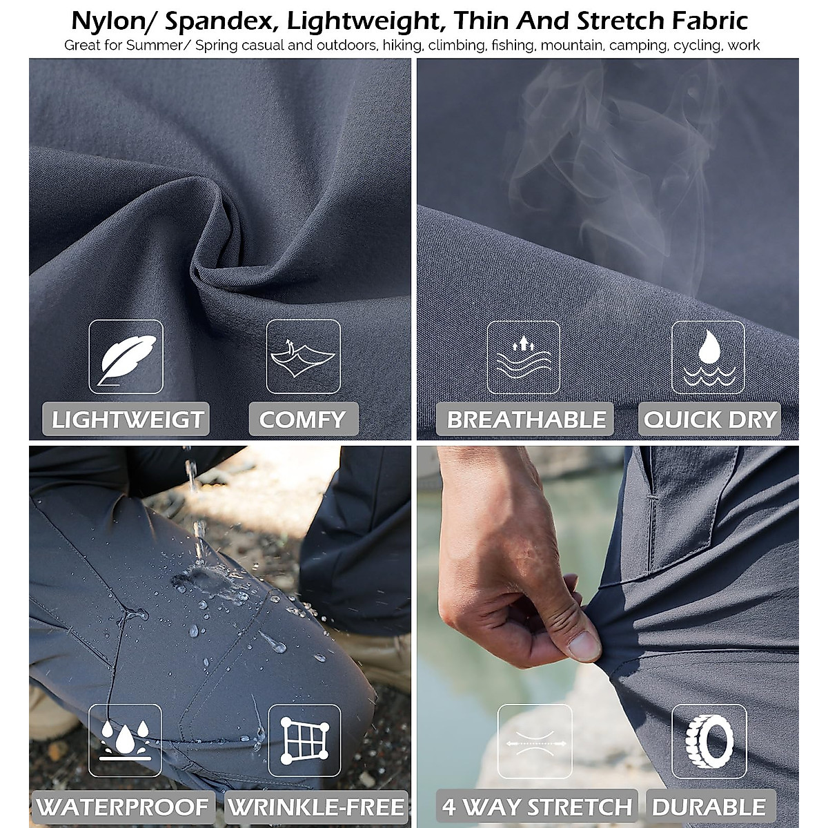 ReFire Gear Breathable Utility Military Pants Men SWAT Cargo Clothing Spring Lightweight EDC Assault Army Combat Trousers Black, 32W x 30L