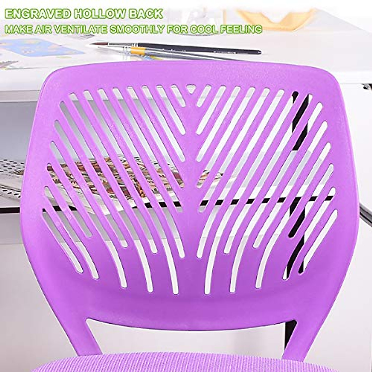 Geniqua Children Task Chair Lumbar Mid Back Adjustable Height Study Computer Chair with Mesh Seat Casters for Home Office, School, Purple