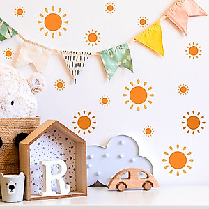 66 Pieces Sun Wall Decals Sunshine Boho Wall Art Decal Nursery Bedroom Decorations Wall Decor Stickers Peel and Stick Removable Modern Wallpaper for Kids Boy Girl Rooms Nursery Bedroom Decorations