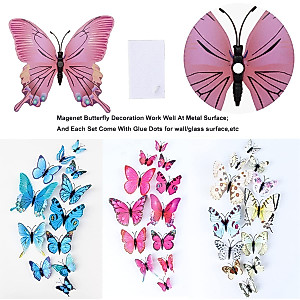 Nastaus 36PCS Magnetic Butterfly Wall Stickers,Artificial Butterfly Decoration,3D Butterfly Sticker for Home Kitchen Fridge Garden Birthday Party Wedding Decor