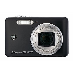GE E1250TW-BK 12MP Digital Camera with 5X Optical Zoom and 3.0 Inch LCD with Auto Brightness - Black
