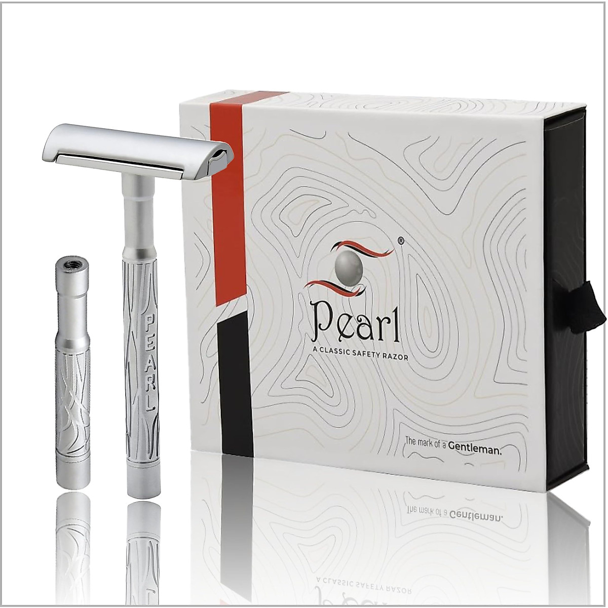 Pearl K2 Dual handle Double Edge Safety Razor made with Brass Metal Handle - New Premium Razor with two handle (long & short) and 10 Premium Stainless Steel Blades for smooth & Irritation-free shave