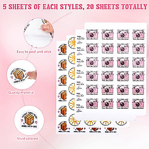 500 Pieces Thank Business Stickers Shop Stickers Small Package Labels Cute Envelope Seals Handle with Care Stickers, 4 Styles, 1.77 Inches(Cute Style)