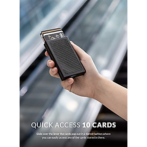 VULKIT Pop Up Wallet, Slim Minimalist Credit Card Holder RFID Blocking Metal Card Case for Men or Women