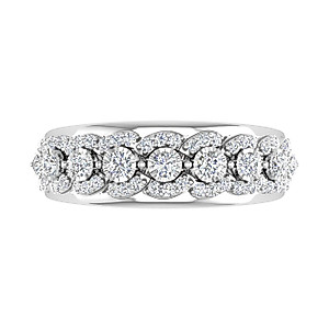 FINEROCK 1/2 Carat Diamond Wedding Band Ring in 925 Sterling Silver (Ring Size 7)