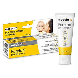 Medela Latch & Protect Bundle | 2 Count 24mm Medium Nipple Shields with Carrying Case & Purelan Lanolin Nipple Cream | Purelan to Protect Against Cracked Nipples | Shields to Support Latch Issues