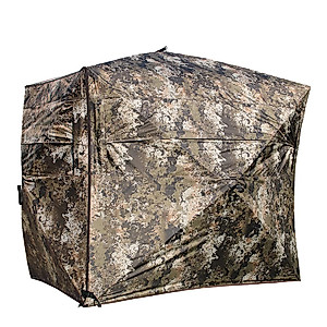 Muddy Hunting Whitetail Deer Buck Full Dual Zip Side Hinged Opening Concealment Camo Pattern Standing Height 67" Garage Ground Blind