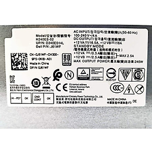 Ratuforez New 240W Power Supply for Dell Optiplex 3050 5050 7050 Mini Tower L240ES-00 H240ES-02 HU240AS-02 H240NM-00 H240NM-02 HU240AS-00 P/N:J61WF DK87P F484X DW3M7 HT04K