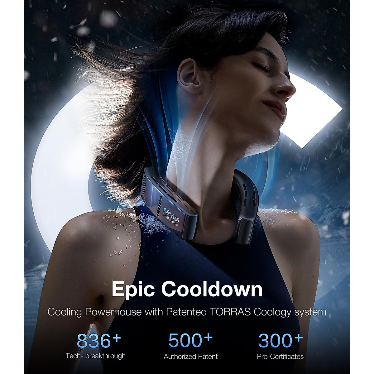 TORRAS [COOLiFY Cyber・2024 Flagship] Neck Air Conditioner, Ultimate Immersive Cooling Portable Neck Fan Rechargeable with 6000mAh, Neck Cooler Neck Fans that Blow Cold Air for gifts