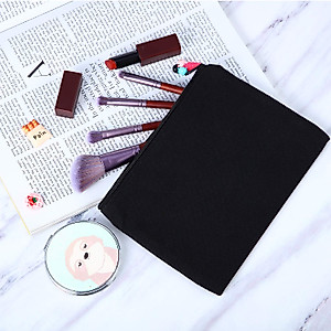 Gejoy 10 Pieces Cosmetic Bag Multipurpose Makeup Bag with Zipper Cotton Canvas Bag Travel Toiletry Pouch DIY Craft Bag (M, Black)