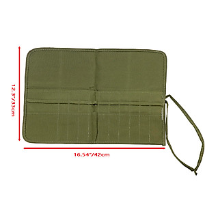 Pufguy Green Paint Brush Holder Roll up Pouch 22 Slots Paint Brush Holder Artist Paint Brush Roll up Bag Holder Canvas Pouch Case,16.54" L x 12.3" W
