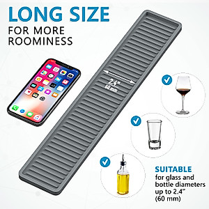 ZAPPOWARE Kitchen Sink Narrow Silicone Holder Tray 18"x3.1", Vanity & Bathroom Organizer, Bar Coffee Service Mat, Gray