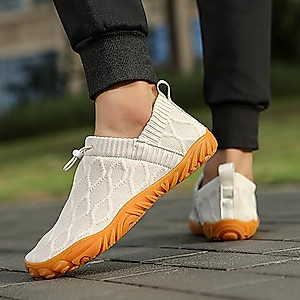 UMANPOO Men Hiking Water Shoes Barefoot Running Slip On Sneakers Casual Walking Slippers Gym Sock Flats Loafers Non Slip (Beige, Numeric_10.5)