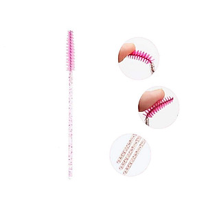 SINEN 50 PCS Disposable Eyelash Brush Mascara Brushes Makeup Brushes Kits for Eye Lashes Extension Eyebrow and Makeup (Crystal Pink)