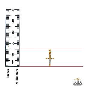 14k Yellow White Gold Jesus Crucifix Cross Religious Pendant - (Height 15 MM Width 10 MM)