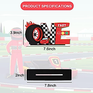 TONIFUL Race Car ONE Letter Sign Table Centerpieces Fast One Birthday Decorations for Boys,Cars 1st Birthday Decorations for One Year Old Birthday Favors Party Baby Shower Photo Booth Props(2 Set)