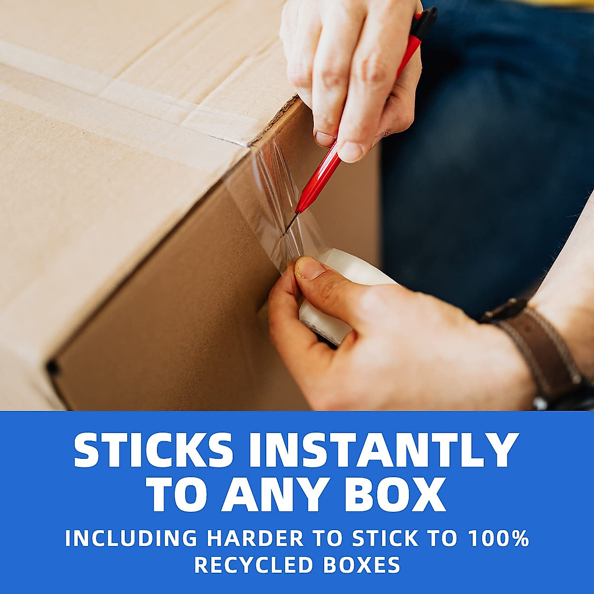 Printholic Packing Tape 6 Rolls Heavy Duty Shipping Packaging Tape 1.88" x 54.6 Yards, 3" Core, Clear, for Moving Packaging Shipping Office Storage, Transparent Tape Refills for Dispenser