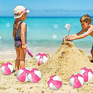 Whaline 50 Pieces 5 Inch Pink and White Inflatable Beach Ball Round Pool PVC Balls Cute Game Toys for Summer Hawaiian Tropical Theme Beach Party Decorations Water Sand Game Accessory