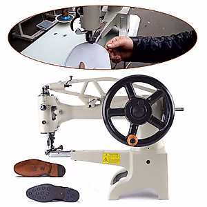 Leather Sewing Machine,DIY Manual Sewing Machine Heavy Duty Leather Commercial Sewing Machine,Cast Iron Sewing Machine for Sewing Thick Materials 16.93x7.87x16.93inch White