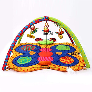 KUANDARM Baby Butterfly Pattern Play Mat with 8 Different Pendant Toys Infants Gym Activity Centre Fitness Frame for 1-18 Month