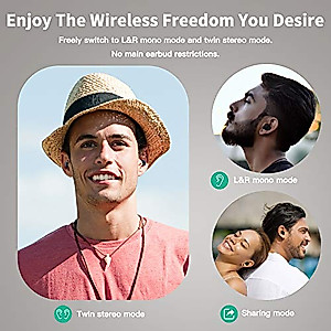 Hestom S10 Bluetooth 5.0 True Wireless Earbuds, IPX8 Waterproof 30H Cyclic Playtime HI-FI Stereo Headphones with Type c Charging Case, in-Ear Earphones Headset with mic for Sport