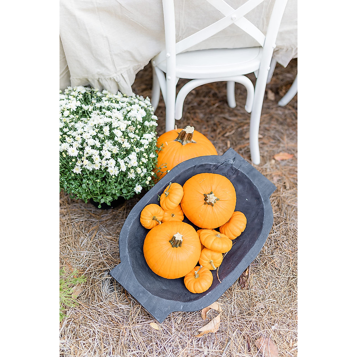 Mud Pie Oval Dough Bowl Set, Black, small 12" x 17" | large 14 1/2" x 21"