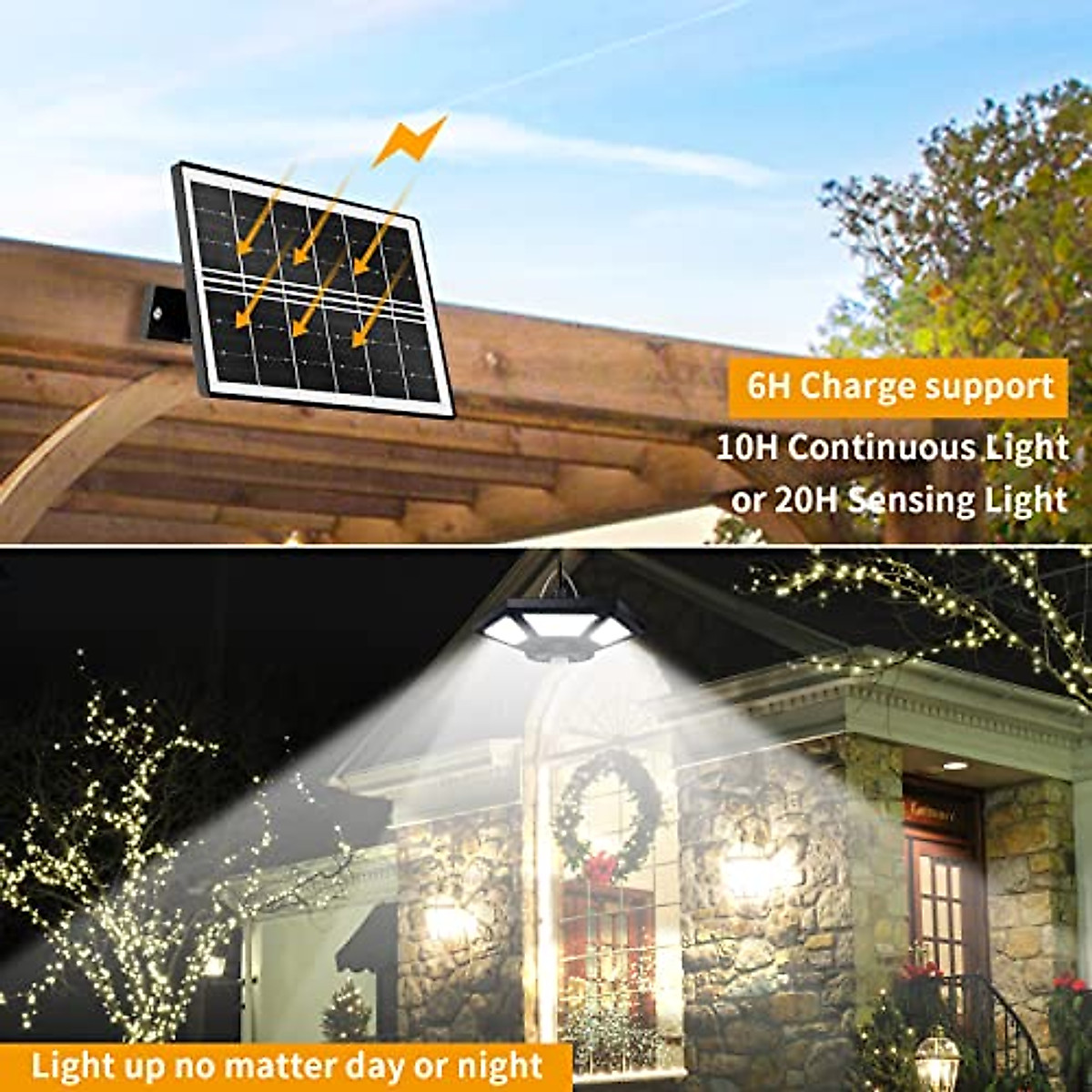 Yomisga Solar Powered Shed Light Daytime Available Solar Pendant Lights Outdoor with Remote Control, Timer, Motion Sensor & 5 Lighting Modes, 180 LED Solar Indoor Lights for Home, Shop, Garage, Barn…