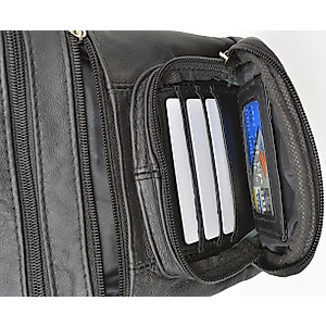 Leather Shoulder Bag Handbag Purse Cross Body Organizer Wallet Multi Pockets (Black)