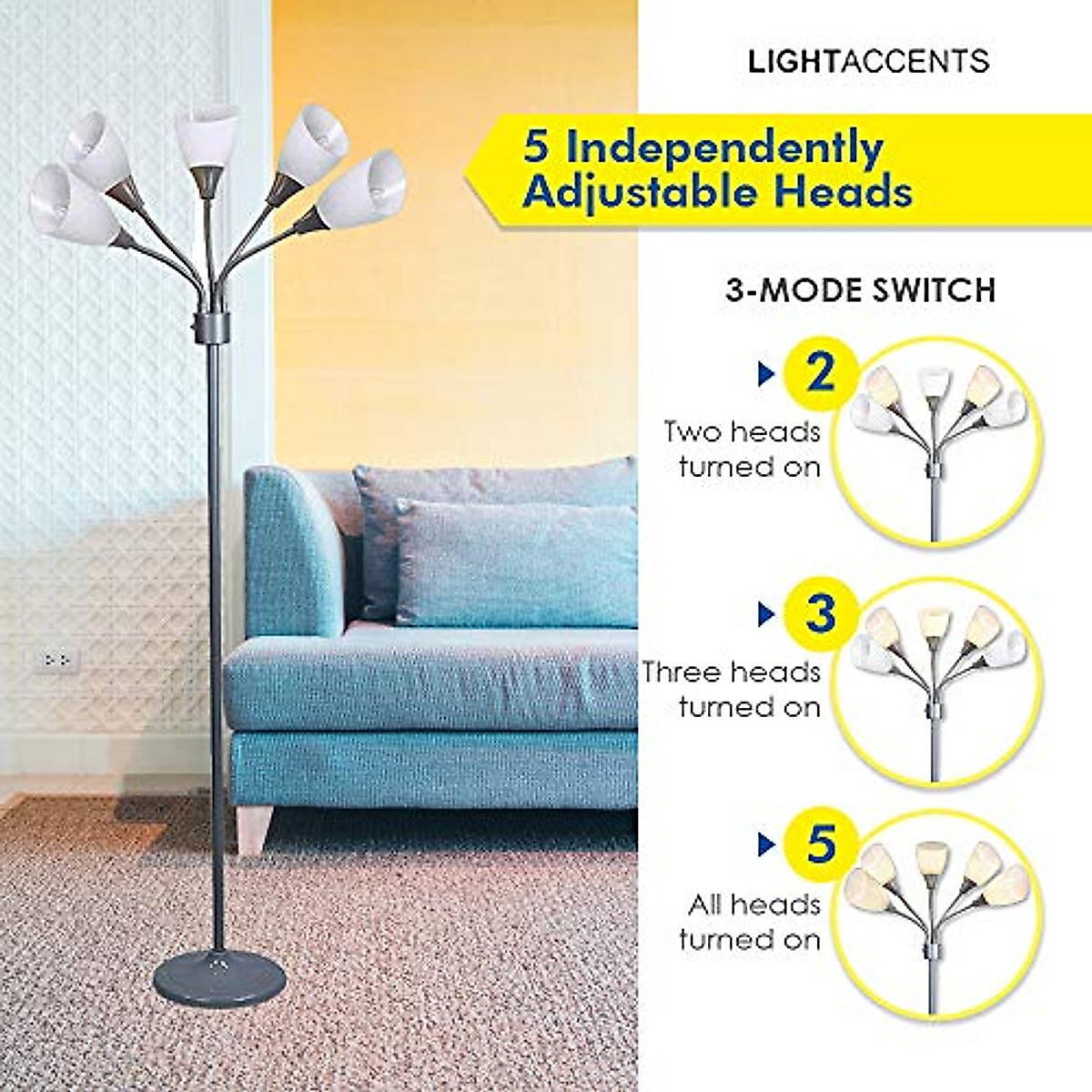 LIGHTACCENTS Medusa Floor LAMP Bundle White and Multi