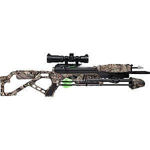 Excalibur Micro 380 Lightweight Compact Accurate Ambidextrous CeaseFire Safety Hunting Archery Crossbow, Mossy Oak Break-Up Country w/Tact-100 Illum Scope