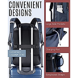 LIGHT FLIGHT Laptop Backpack for Men, Travel Backpack for Men Women bag with Charging Port Fits 17.3 Inch Computer, 40L Back Pack for Business Work College, Dark Blue