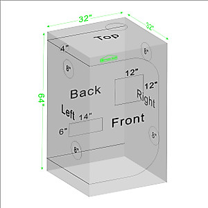 Green Hut Grow Tent 32"x32"x63", High Reflective Mylar Dark Room with Observation Window, Removable Floor Tray and Tool Bag for Indoor Plant Growing 3'X3'