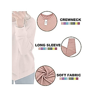 ROSRISS Plus-Size Sweatshirts for Women XL Long Sleeve Oversized Tops Crewneck Tunics 16W C-pink
