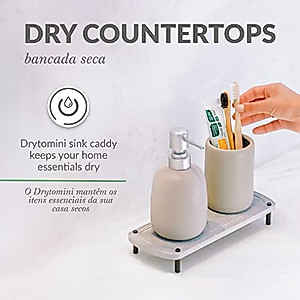 Momo Lifestyle Bathroom Sink Fast Drying Stone Sink Caddy Drying Rack Accessory Organizer Diatomaceous Earth Bottle Drying Rack Dish Sponge Countertop Organizer Drytomini