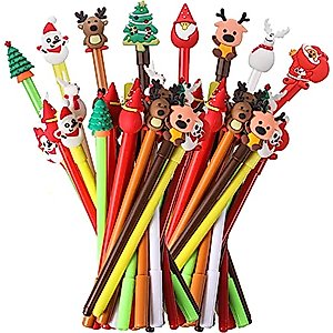 Christmas Gel Ink Pen Novelty Rollerball Pens Black Gel Ink for School Boys and Girls Office Supplies, 8 Style - Christmas Tree, Snowman, Reindeer, Santa Claus (64Pieces)