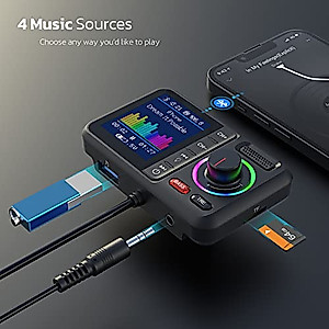 Nulaxy Bluetooth FM Transmitter for Car, Wireless Car Bluetooth Adapter V5.0 with Big Color Screen, Support Hands-Free Call, Siri&Google, MP3 Music Player BASS&TRE Booster, TF Card/AUX-KM28