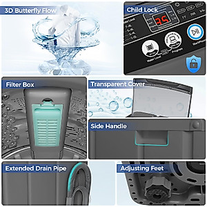 Nictemaw Portable Washing Machine, 17.8Lbs Capacity Full-Automatic Portable Washer, 2.4Cu.ft Washer and Dryer Combo with Drain Pump, LED Display, 10 Programs & 8 Water Levels for Apartment Dorm RV