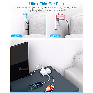 10Ft Surge Protector Power Strip and 6Ft Ultra Thin Flat Plug Power Strip