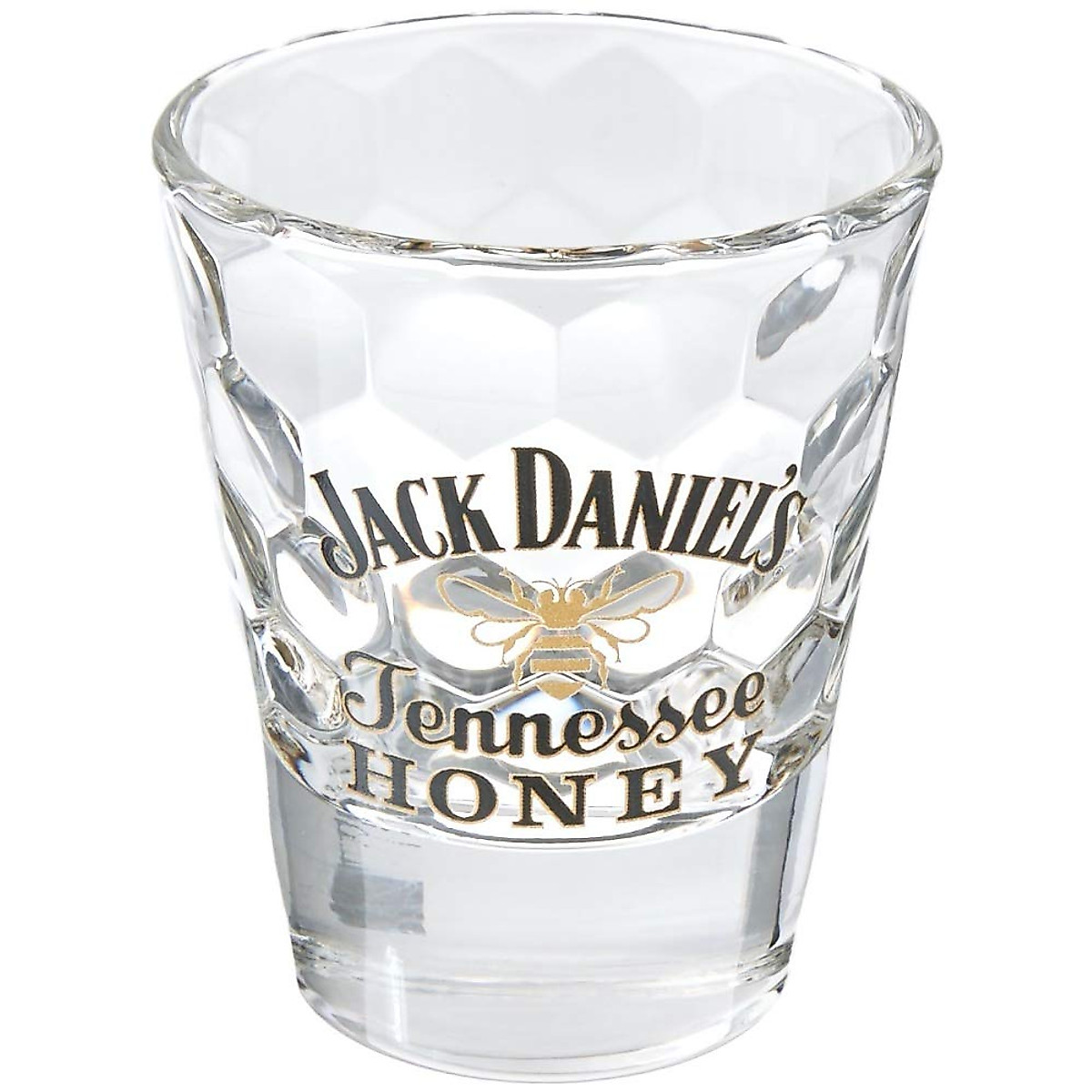Jack Daniel's Shot Glass Bee Logo Whiskey Glass Honeycomb Faceted Glass Barware Collection Made in Italy