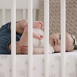 Ely’s & Co. Crib Sheets, Baby Boy/Girl Fitted Crib Mattress Sheet Set, 2 Pack, 100% Jersey Knit Cotton, Infant and Toddler Nursery Bedding, Tan Drawn Star, 28” x 52”