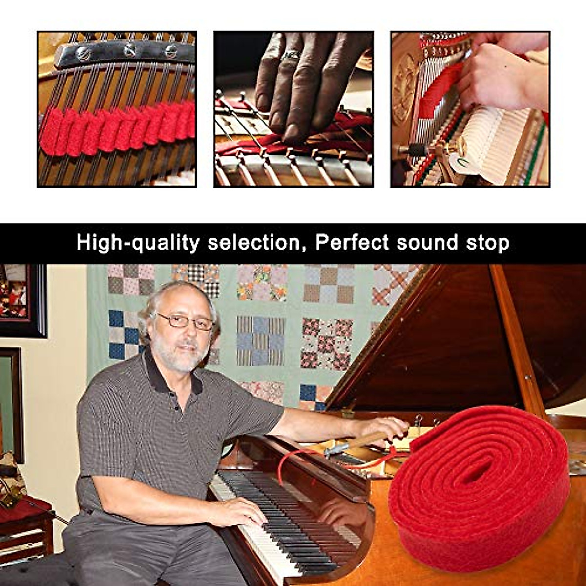 Piano Tuning Kit,YZNlife Professional 16 pcs Piano Tuner Tools Including Tune Hammer Lever Felt, Mutes, Fork,Tuning Wrench,Temperament Strip,Piano Repairing Accessories