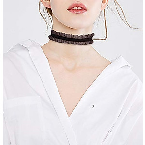 MOYI Lace Velvet Choker Necklace Cute Adjusted Dainty Party Dress Jewelry Gift for Women Girls (Black)
