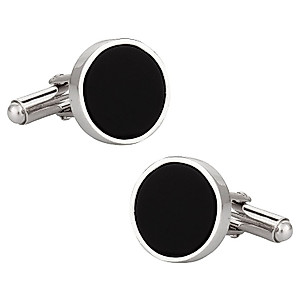 Cuff-Daddy Solid 925 Sterling Silver Black Onyx Cufflinks with Presentation Box Idea Party Special Occasions Wedding Anniversary Suit French Cuff Shirts