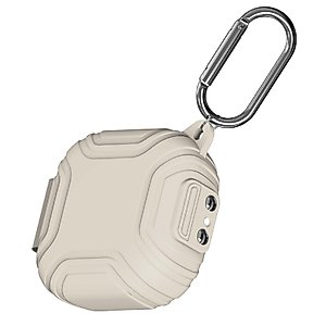 [Secure Lock] Silicone Case for SHOKZ OpenFit Open-Ear True Wireless Bluetooth Headphones Full Body Anti-Scratch Shockproof Protective Cover for SHOKZ OpenFit T910 Earbuds with Keychain (Off White)